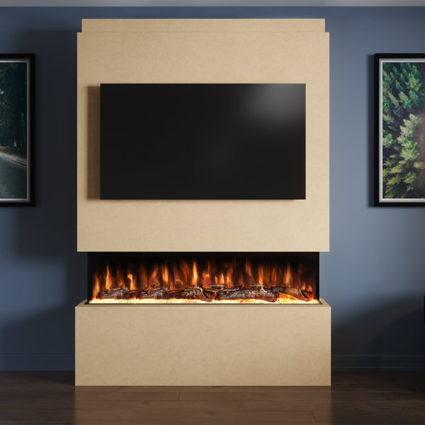 Evolution Fires Pre-Built Media Wall Package 19 | Includes 50 Inch Spectrum Series 3-Sided ...